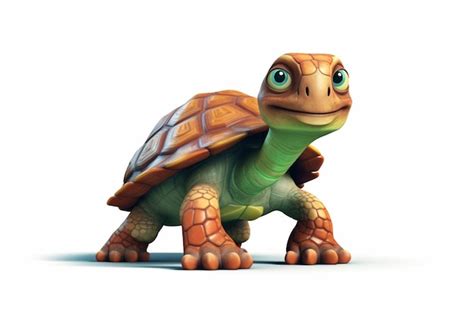 Premium Ai Image Turtle Cartoon Animation On White Background