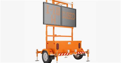 Mobile Variable Message Sign Trailer 3d Incl Construction And Led Envato