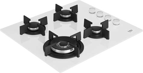 بوتاجاز مسطح بلت ان بيكو غاز 60 سم زجاج أبيض Beko Hilw64122swe