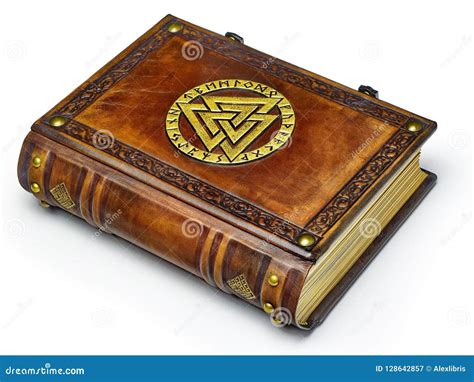 Ledernes Buch Der Weinlese Mit Vergoldeten Odins Symbol Umgeben Mit