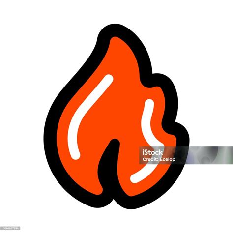 火焰 紅色圖示與輪廓黑色向量圖形及更多剪裁圖圖片 剪裁圖 危險 可燃性 Istock