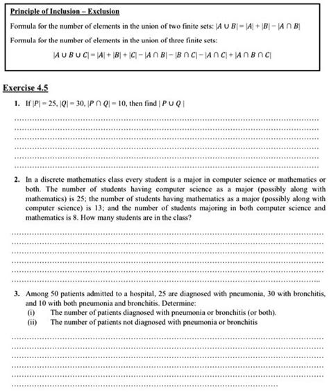 Solved Principle Of Inclusion Exclusion Formula For The Number Of