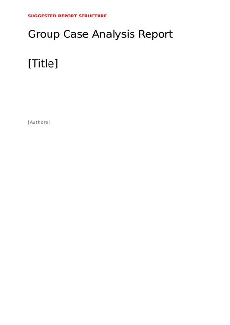 Group Case Analysis Report Case Study