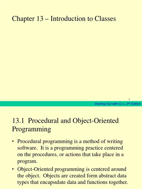 Chapter 13 Introduction To Classes Starting Out With C 3 Edition Pdf C Class