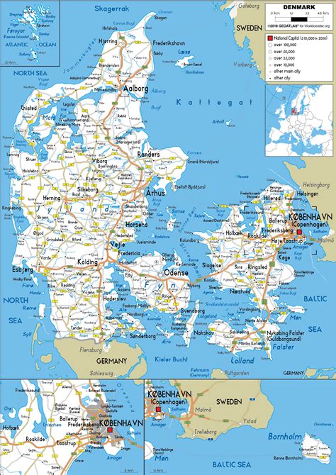Large Size Road Map Of Denmark Worldometer