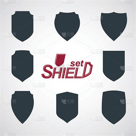 集合矢量灰度防御盾，保护图形元素设计。