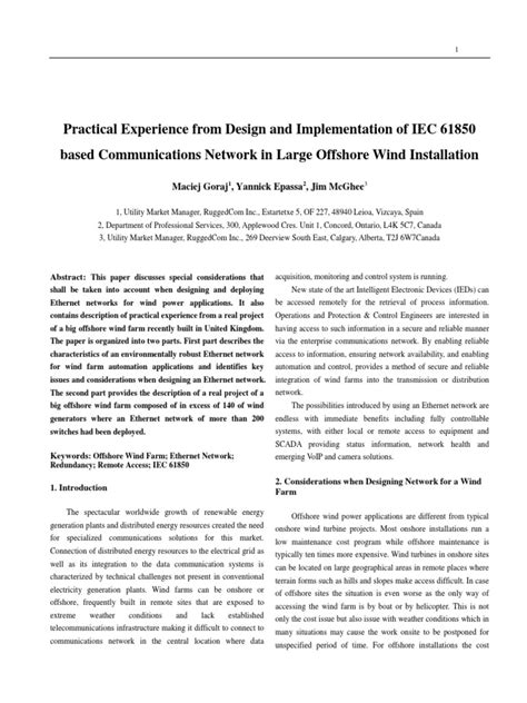 Practical Experience From Design And Implementation Of Iec 61850 Based