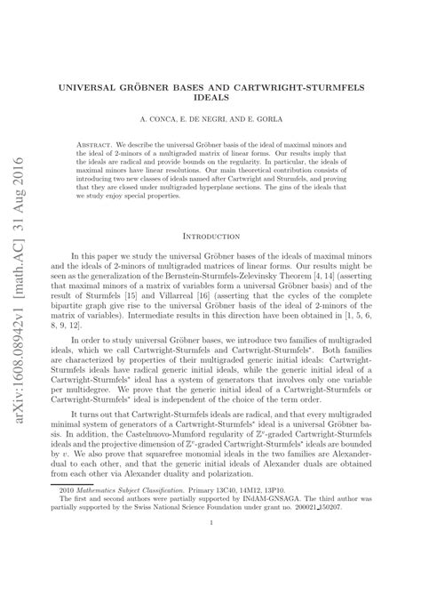 PDF Universal Groebner Bases And Cartwright Sturmfels Ideals