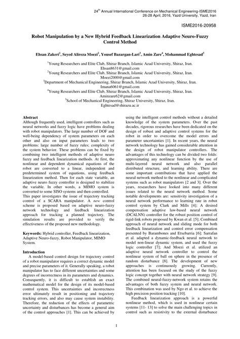 pdf robot manipulation by a new hybrid feedback linearization