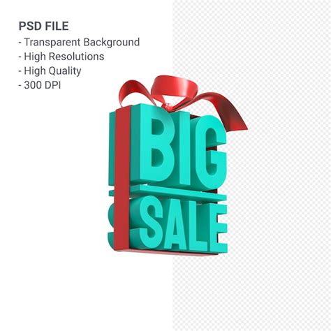 Premium Psd Big Sale 3d Design Rendering For Sale Promotion With Bow