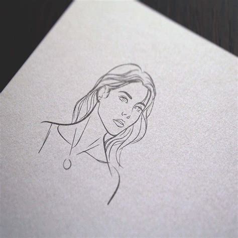 Beautiful Girl Logo Illustration Line Artwork Masterbundles