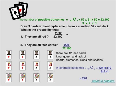 PPT Draw 3 Cards Without Replacement From A Standard 52 Card Deck What Is The Probability