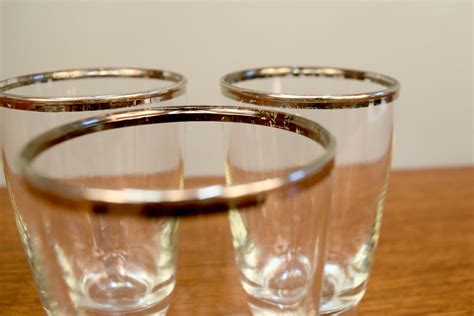 Set5 Mid Century Silver Rimmed Highball Glasses Sold — Vintage