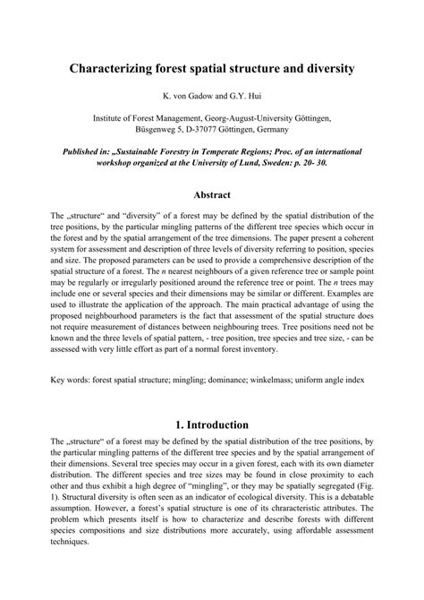 Pdf Characterizing Forest Spatial Structure And Diversity