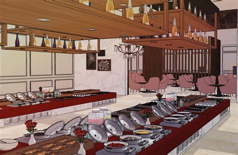 고급리조트 조식 뷔페와인바