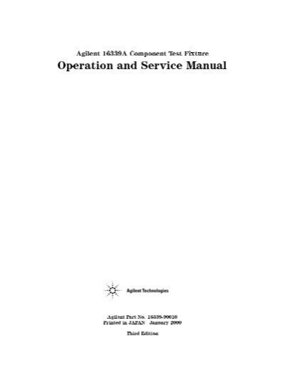 Operation And Service Manual Agilent Technologies