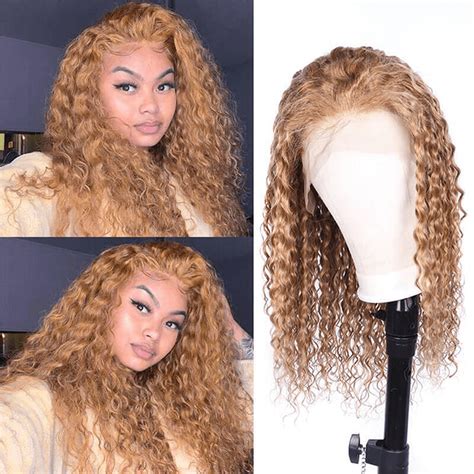 27 Honey Blonde Water Wave Hair Glueless 5x5 13x4 Hd Lace Wigs