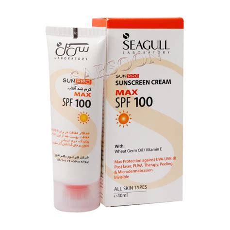 کرم ضد آفتاب Spf100 سی گل مناسب برای انواع پوست ۴۰ میلی لیترseagull