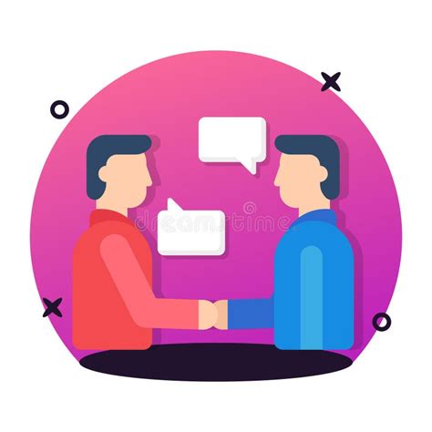 Two Persons Shaking Hands And Having Conversation Flat Modern Icon Of