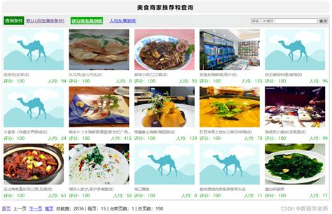 Python上海美食商家爬虫数据可视化分析和推荐查询系统