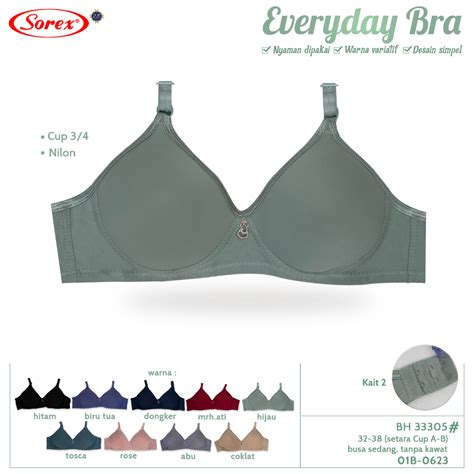 Jual Bra Bh Sorex 33305 Tanpa Kawat Busa Tipis Kait 2 Cup A Shopee