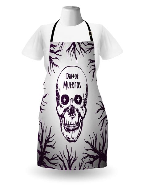 The Holiday Aisle® Skull Apron Unisex Spooky Gothic Halloween Adult