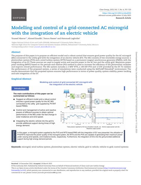 Pdf Modelling And Control Of A Grid Connected Ac Microgrid With The Integration Of An Electric
