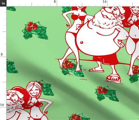 Sexy Santa Bikini Holly Christmas Fabric Spoonflower