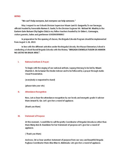 Script For Emcee Pdf