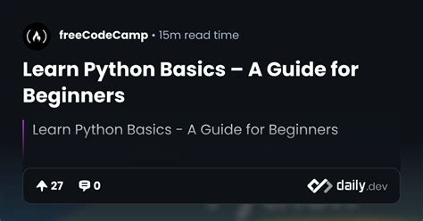 Learn Python Basics A Guide For Beginners Dailydev