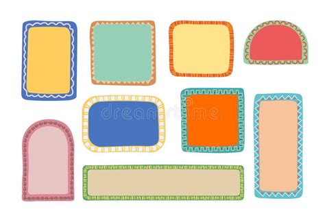 Hand Drawn Frames In Retro Style Vintage Exotic Frame Set Stock Illustration Illustration Of