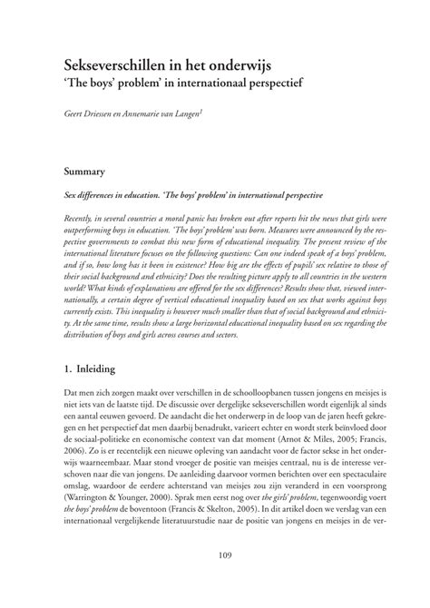 Pdf Sekseverschillen In Het Onderwijs ‘the Boys Problem In