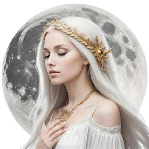 Zodiac Sign Virgo Beautiful Mystical Woman White Background Full Moon