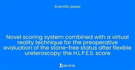 Scientific Research Novel Scoring System Combined With A Virtual