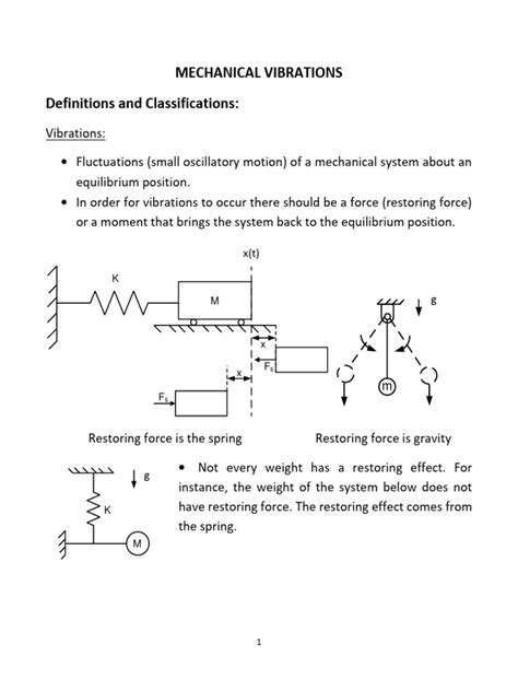 Me 302 Inroduction To Vibrations And Modeling Notes Part 1 Spring