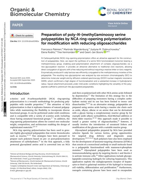 Pdf Preparation Of Poly N Methylaminooxy Serine Polypeptides By Nca