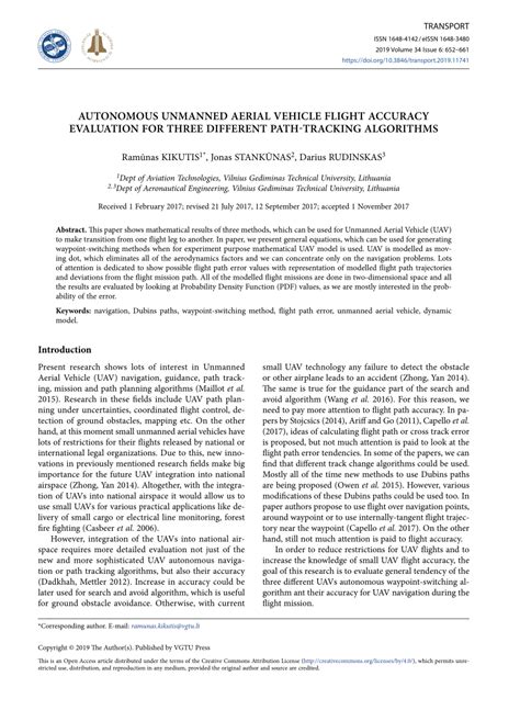Pdf Autonomous Unmanned Aerial Vehicle Flight Accuracy Evaluation For