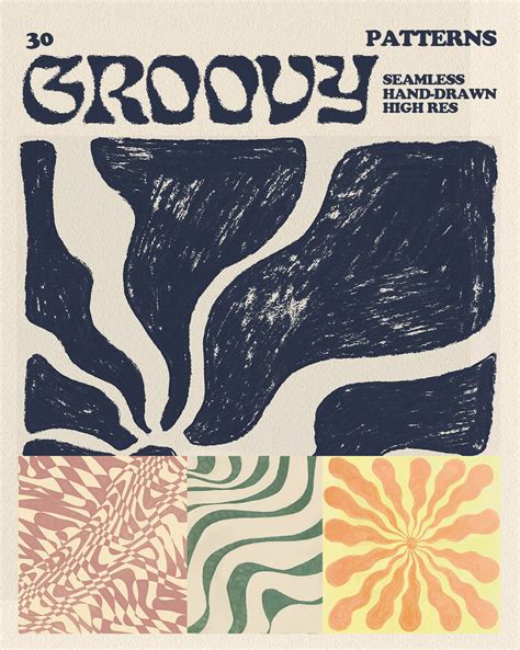 Groovy Abstract Hand Drawn Patterns Maria Tokar Poster Design