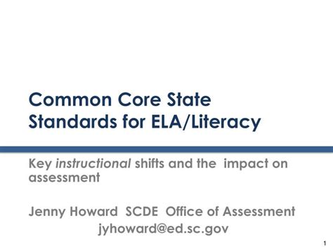 PPT Common Core State Standards For ELA Literacy PowerPoint