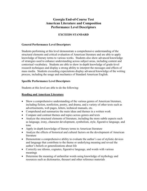 General Performance Level Descriptors