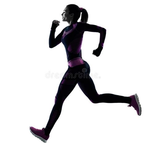 Jogger бегуна женщины идущий Jogging изолированная тень силуэта