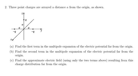 Solved Three Point Charges Are Arrayed A Distance A From The