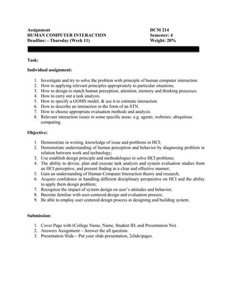 Human Computer Interaction Assignment Presentation Pdf