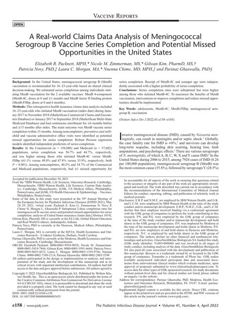Pdf A Real World Claims Data Analysis Of Meningococcal Serogroup B