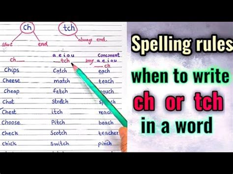 Spelling Rules In English Phonics Ch And Tch When To Use Ch And Tch