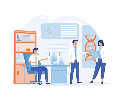 Genetic Science DNA Molecule Laboratory Research Gene Structure Information Flat Vector