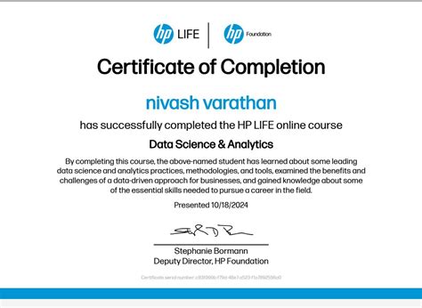 nivash v on linkedin hplifeonline datascience analytics certification