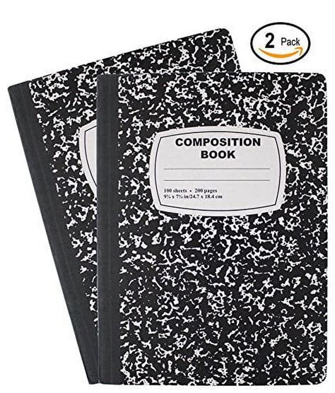 Good Emraw Wide Ruled Composition Notebooks 100 Sheets Black And White