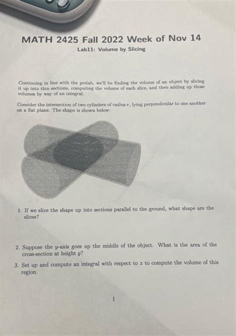 Solved MATH 2425 Fall 2022 Week Of Nov 14 Lab11 Volume By Chegg