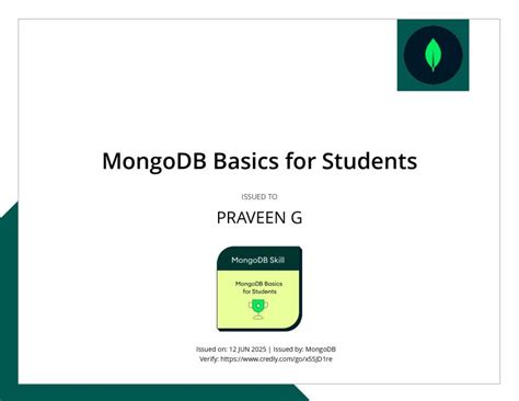 Excited To Share Ive Earned The Mongodb Basics For Students